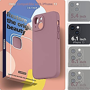 SURPHY Compatible with iPhone 13 Case with Screen Protector, (Camera Protection + Soft Microfiber Lining) Liquid Silicone Phone Case 6.1 inch 2021 (Lilac Purple)