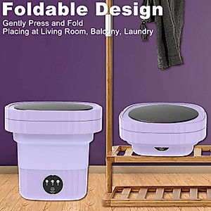 Portable Washing Machine Mini Foldable Machine, Small Laundry with Spin-Dry for Apartment Camping, RV, Travel, Socks, Baby clothes, Underwear(Purple)