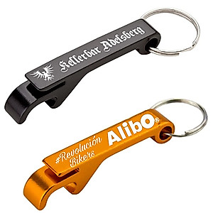 Clibeslty 100Pcs Personalized Bottle Opener Keychain Custom Bottle Opener Wedding Favors, Birthdays, Business Halloween Christmas Party Favors Gift