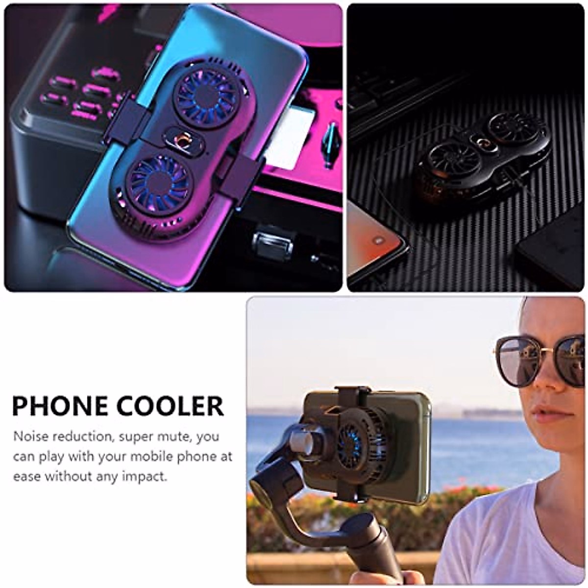 3pcs Gaming Heat Semiconductor Radiator to for Vlog Live Device Inches Smartphone Fan Cooler- Compatible Cell Chip Phone Semi-Conductor Black Pone Cooling Outdoor Streaming Sink