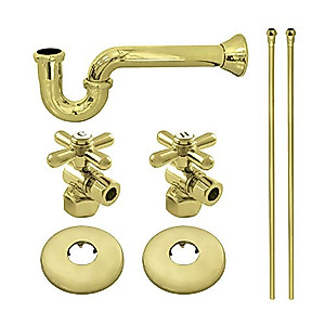 Kingston Brass KPK202 Gourmet Scape Plumbing Supply Kit with 1-1/2" P-Trap - 1/2" IPS Inlet x 3/8" Comp Oulet, Polished Brass