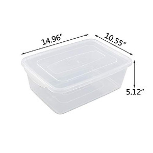 Easymanie 4-pack Plastic Containers with Lids, 14 Quart Clear Storage Box