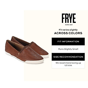 Frye Melanie Slip On Shoes for Women Crafted from Premium Leather with White Rubber Toe Bumpers and Soles, Leather Lining, and Removable Footbeds – 1 ¼” Outsole, Cognac - 7 M