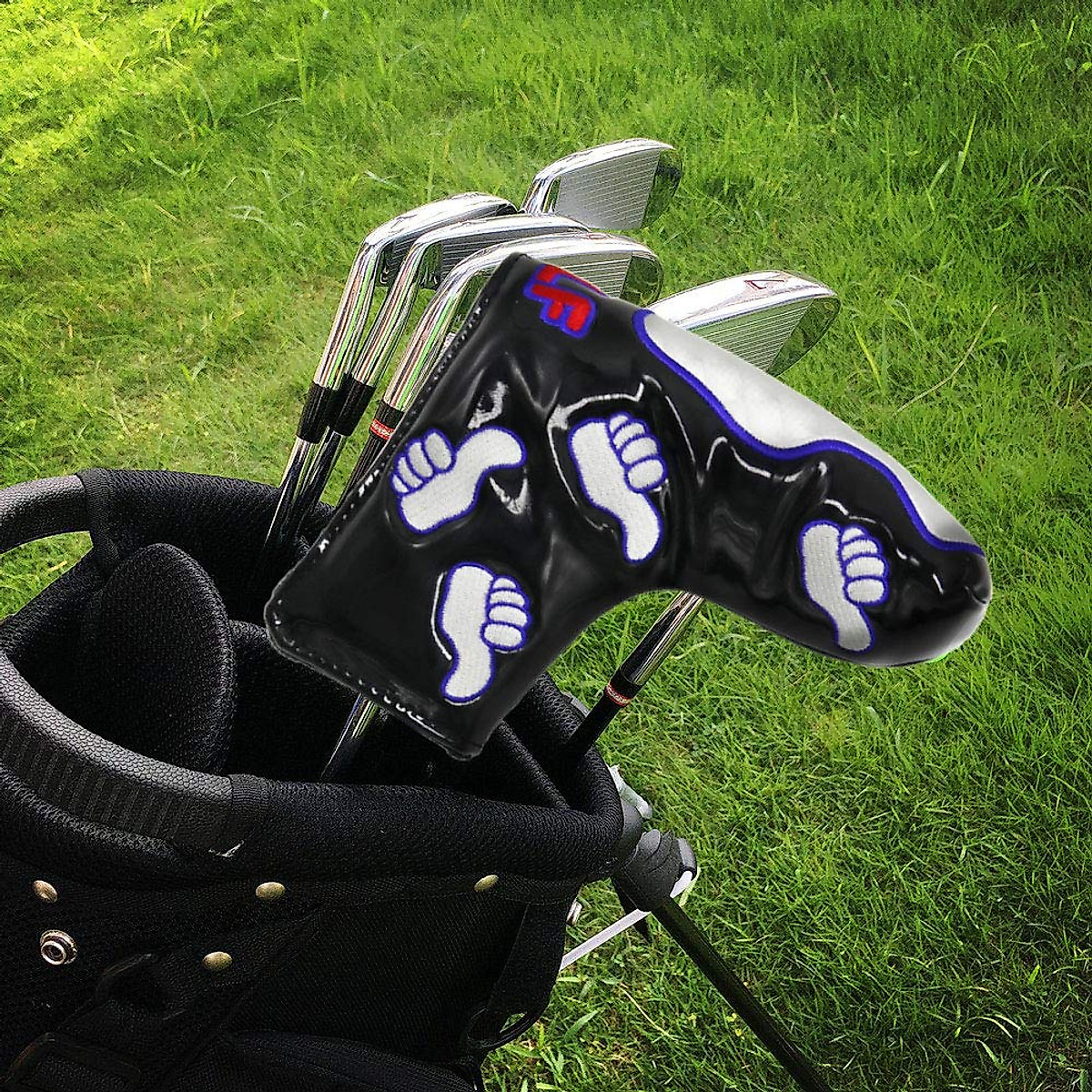 HISTAR Thumb Design PU Golf Putter Head Covers Headcover with Magnetic for Scotty Cameron Taylormade and Other All Brands Blade Headcovers (Black)