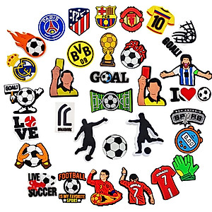 32PCS Soccer Shoe Charms for Croc Clog Decoration Sports Ball Sandals Accessories for Boys Men Teens Girls Women Party's Favor