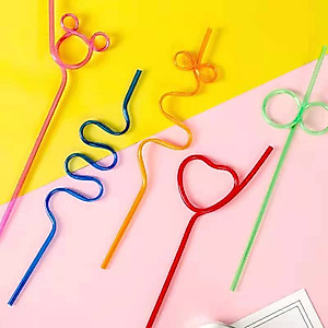 36 Pcs Crazy Straws, Colorful Funny Straws for Kids Reusable Silly Straws for Kids, Great for Parties and Birthday Party