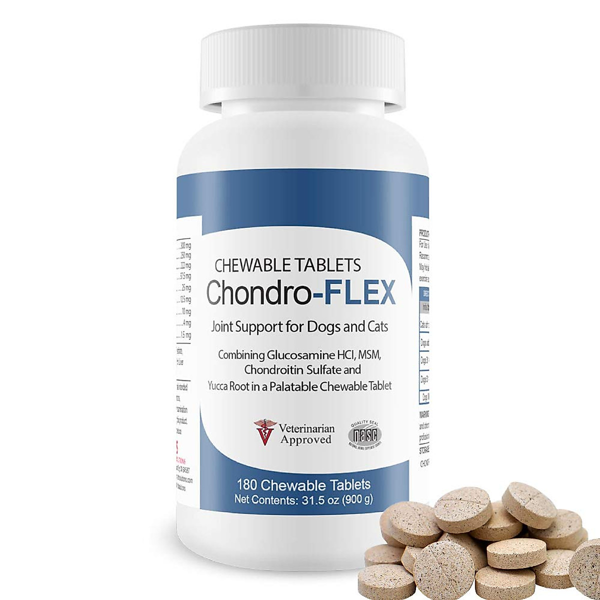 HealthyPets Chondro-Flex - Powerful Joint Care Formula Dogs and Cats - Maximum Nutritional Support - Glucosamine, Chondroitin, MSM, Ester-C, and Minerals - 180 Chewable Tablets