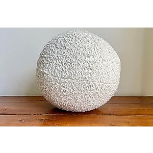 Boucle Ball Pillow, Boucle Sphere Cushion, Orb Pillow, Teddy Ball Pillow, Luxury Bouclé, Designer Pillow, Modern Decor (Ivory)