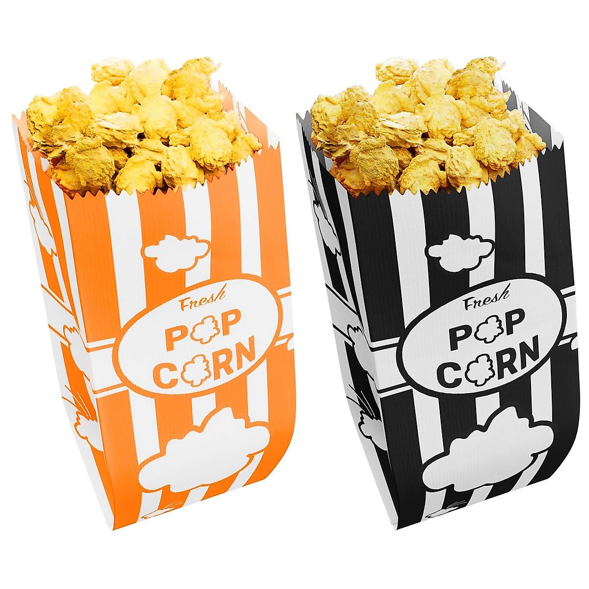 [100-pcs] 1 oz Orange Popcorn Bags + [100-pcs] 1 oz Black Paper Popcorn Bags - Customizable - Bundle