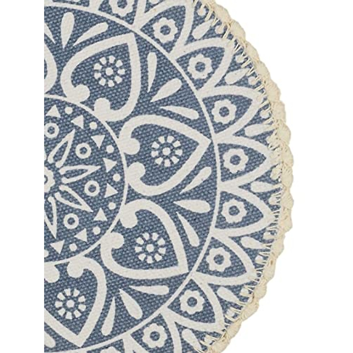 Cotton Table Mats Round Jute Fiber Placemats Grey Washable for Home and Offices Dining Table, Size 38X38 cm (Pack of 2 Pieces)