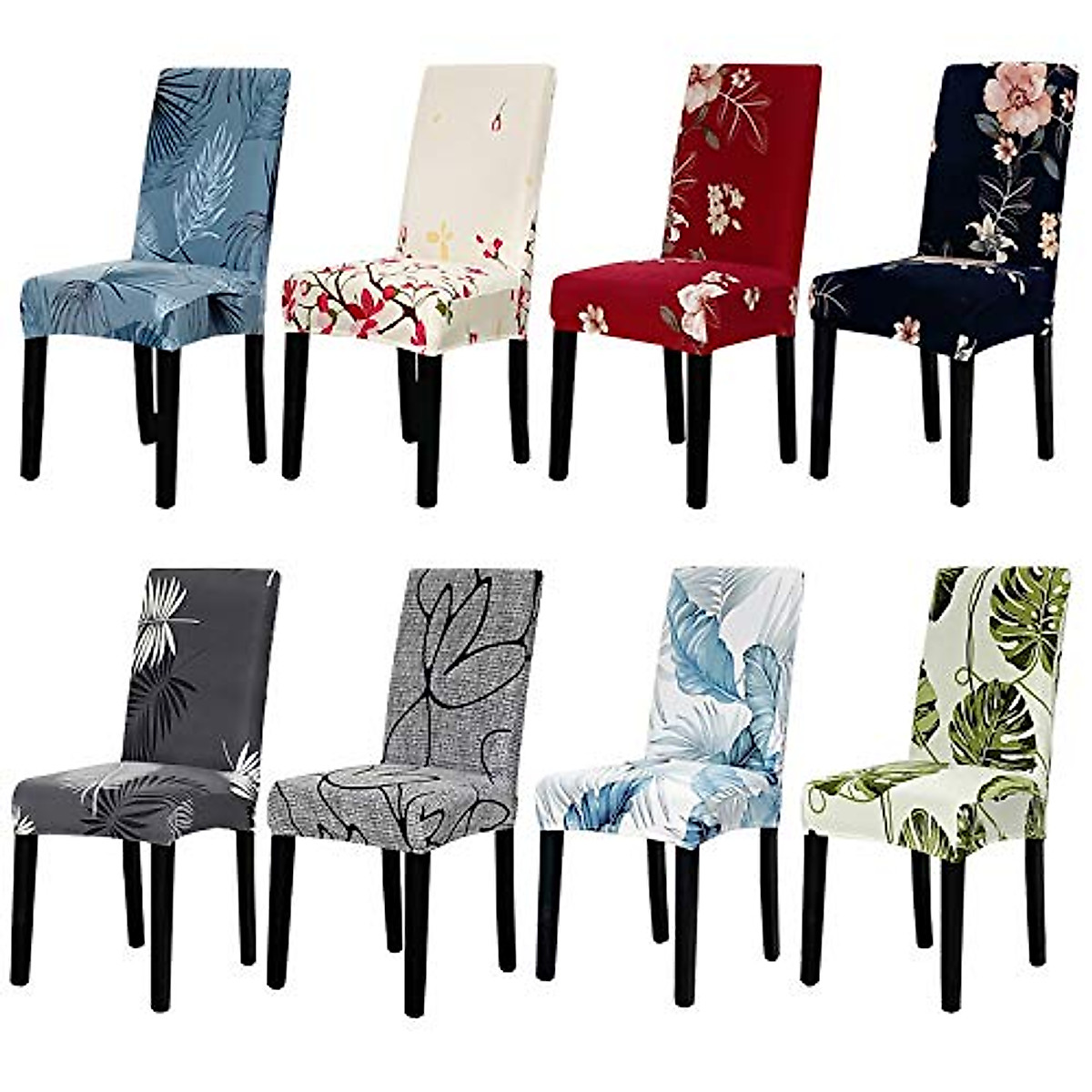Elastic Print Dining Chair Cover Modern Kitchen Seat Case Stretch Chair Slipcover for Banquet Wedding Party HA1 4PCS