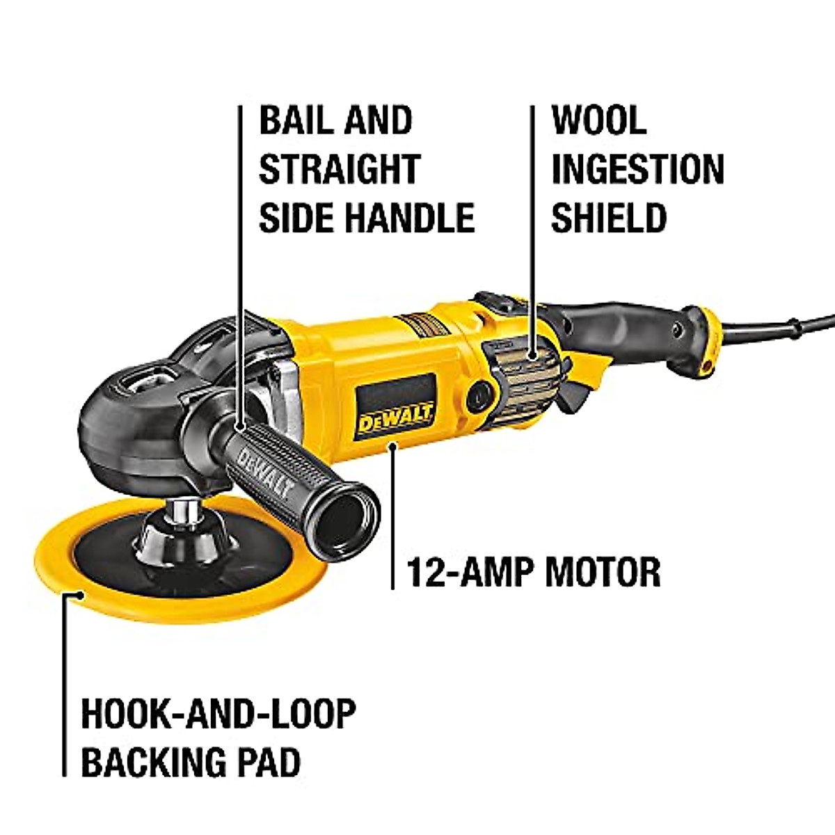 DEWALT Buffer/Polisher, Variable Speed, Soft Start, 7-Inch/9-Inch (DWP849X) , Yellow