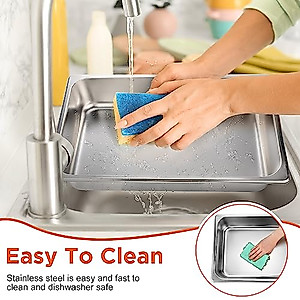 Dandat 6 Pack Full Size Steam Table Pans Deep Hotel Pan with Lid Thick Stainless Steel Pans Restaurant Commercial Trays Steam Food Containers for Chafing Dish Buffet, 20.8 x 12.8 x 3.9 Inch