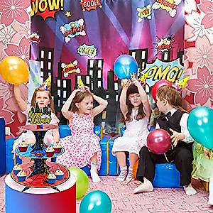 3 Tier Spider Cupcake Stand Superhero Spider Party Decorations Supplies for Kids Boys Themed Birthday Party