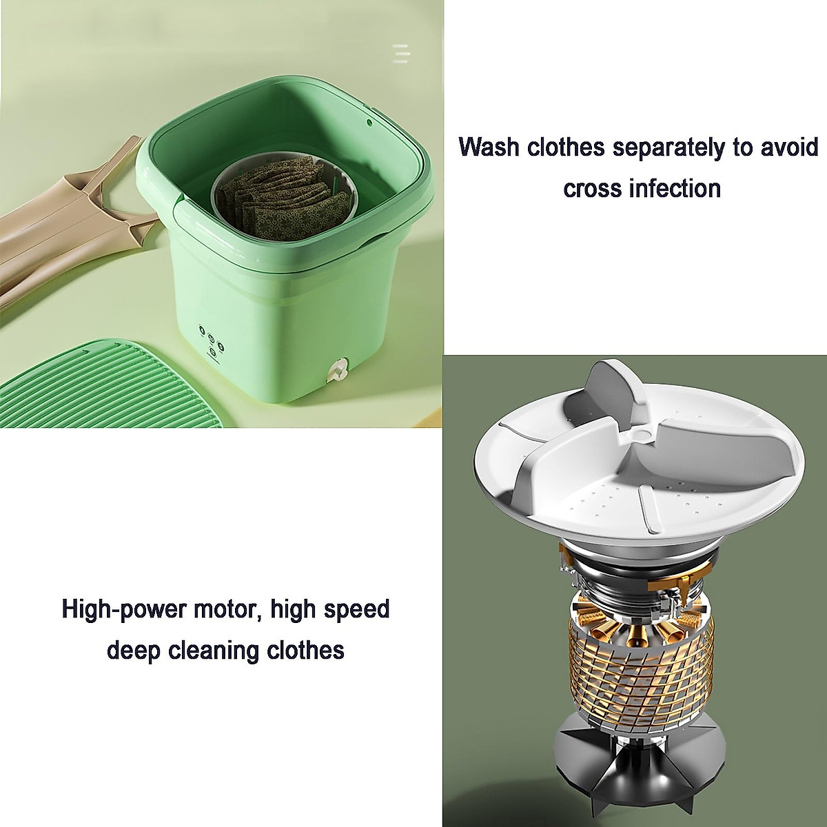 11L Small Foldable Portable Mini Washing Machine; RV, Camping, Travel Must Have Outdoor Products can Wash Small Clothes (Color : Blue)