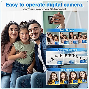 Digital Camera, Nsoela 4K FHD 48MP Kids Camera with 32 GB Card, Compact Point and Shoot Camera, 2.8" LCD Screen,16X Digital Zoom, Portable Mini Kids Camera for Teens,Students,Children (Black)