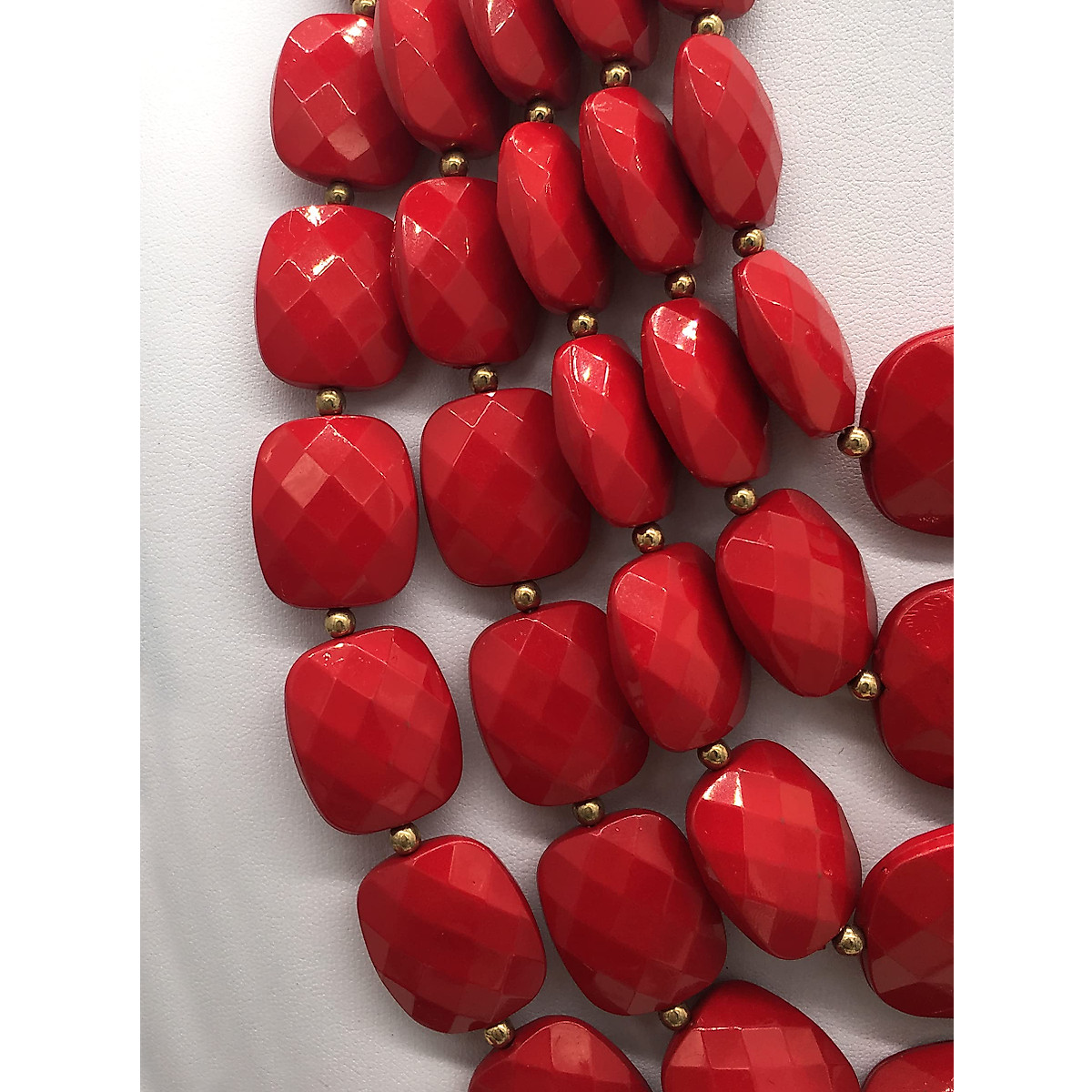 JHWZAIY 5 Layered Colorful Beaded Statement Chunky Necklaces For Women Fashion African Tribal Costume Jewelry Earring Set Multi Strand Bead Collar Choker Bib Handmade (5 layers red)