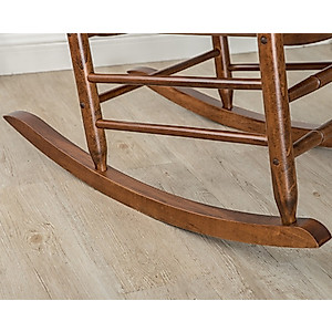 BplusZ Outdoor Wooden Rocking Chair for Patio and Porch - Traditional Indoor Outside Furniture Rocker for Lawn, Backyard and Garden, Brown