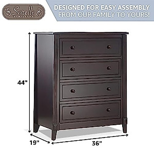 Sorelle Furniture Berkley Baby Dresser – Dresser for Nursery, Kids Bedroom Furniture, Dresser Drawers, Nightstand for Child’s Room with Drawers, Nursery Furniture for Infant-Espresso