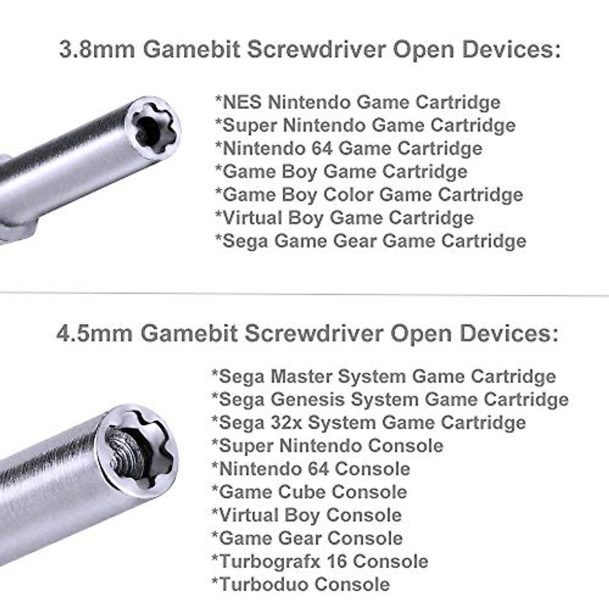 Gamebit Screwdriver, EMiEN 4.5mm 3.8mm Gamebit Screwdriver,Double-End Bit Security Gamebit Screwdriver Kit For Opening NES,SNES,N64,GameBoy,GameCube,Virtual Boy,Sega,Nintendo Consoles,Game Cartridges