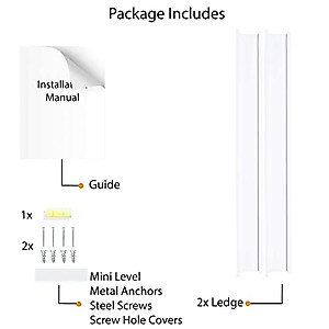 Wallniture Denver White Modern Wall Mount Floating Shelves – Long Narrow Picture Ledge - 56 Inch Long Set of 2 - Mounting Hardware Included