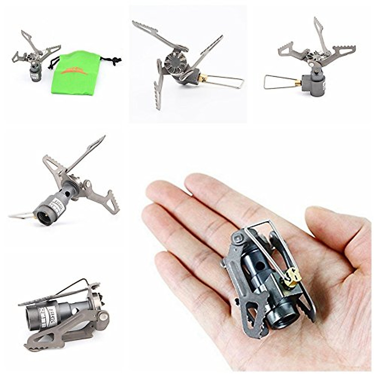 25g Super Lightweight Mini Pocket One-Piece Titanium Alloy Outdoor Cooking Burner Folding Camping Gas Stove Mini Camping Stove Ultralight for BBQ Picnic Cookout