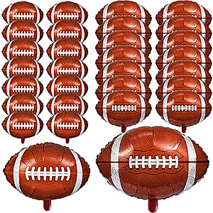 30 Pieces Large Football Foil Balloons for Football Party Decorations 27 Inches, 22 Inches Football Shaped Aluminum Foil Balloons Rugby Balloons for Sports Theme Birthday Party Favors