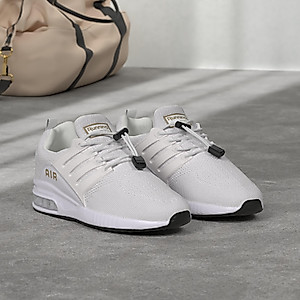 BOGOVER Womens Lightweight Air Running Shoes, Breathable Gym Jogging Running Tennis Sneakers with Air Cushion,No Tieg White 10