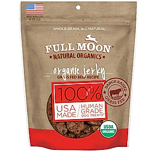 Full Moon Natural Organics Grass Fed Beef Jerky Healthy All Natural Dog Treats Human Grade 14 oz