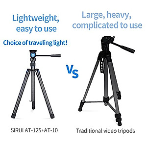 SIRUI Carbon Fiber Tripod Lightweight 2lbs with Panoramic Video Head, 59.8” Compact Camera Tripod Quick Release Leg Setup, Reversible Center Column, Reverse Folding Legs, Max Load 11lbs - Traveler X