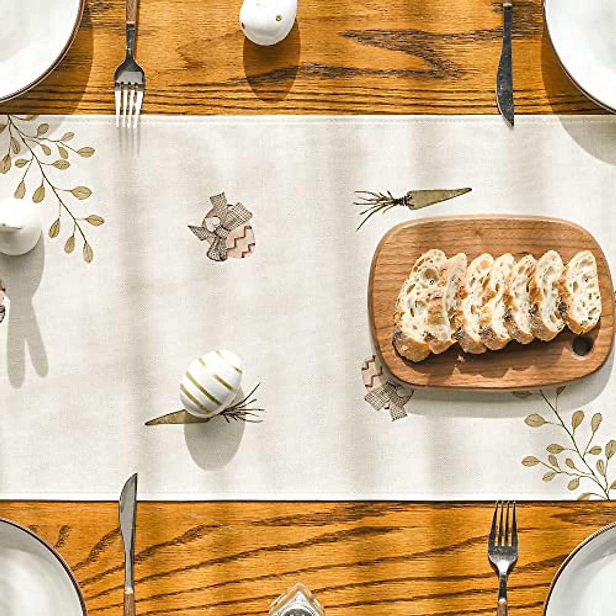 Artoid Mode Carrots Rabbit Bunny Happy Easter Table Runner, Spring Summer Seasonal Holiday Kitchen Dining Table Decoration for Indoor Outdoor Home Party Decor 13 x 72 Inch