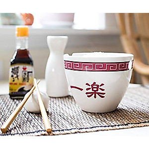 JUST FUNKY Naruto Ichiraku Ramen Japanese Ceramic Dish Set | 16-Ounce Ramen Bowl and Chopsticks Set