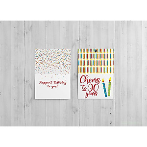 Red Door Inspirations Cheers to 90 Years 90th Birthday Card, Includes Single Card & Envelope