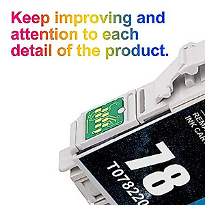Uniwork Remanufactured Ink Cartridge Replacement for Epson 78 T078 use in Artisan 50 Stylus Photo R260 R280 R380 RX580 RX595 RX680 Printer Tray (7 Pack)