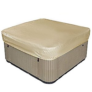Aurragiy Square Hot Tub Cover Garden Hot Tub Spa Cover Replacement Waterproof UV Protected Rectangular Spa Cover Outdoor Spa Covers-Beige (87''Lx87''Wx12''H)