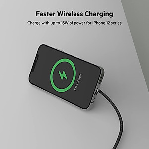 Belkin Wireless Charger for MagSafe, 15W Fast Charging Pad (PSU Not Included) w/ Kick Stand & 6.6ft Long Braided Cable, Compatible w/ iPhone 15, 15 Pro, 15 Pro Max, 14 & 13, and iPhone Mini - Black
