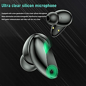 Bluetooth 5.2 Earphones with RGB Light Wireless Earbuds with Wireless Charging Case,with Earhooks Headset Built-in Mic for Sport,Clear Calls,Work,Music