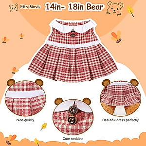 Landhoow 3 Pcs Cute Dress Outfit Bear Clothes Fits Most 14-18 Inch Bear and Make Your Own Stuffed Animals Bear Clothes for Girls Bear Accessories, Not Included Bear