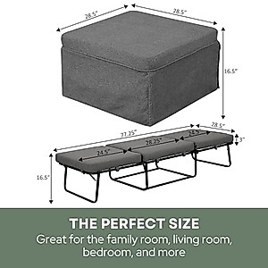Convenience Concepts Designs4Comfort Folding Bed Ottoman, Soft Gray Fabric