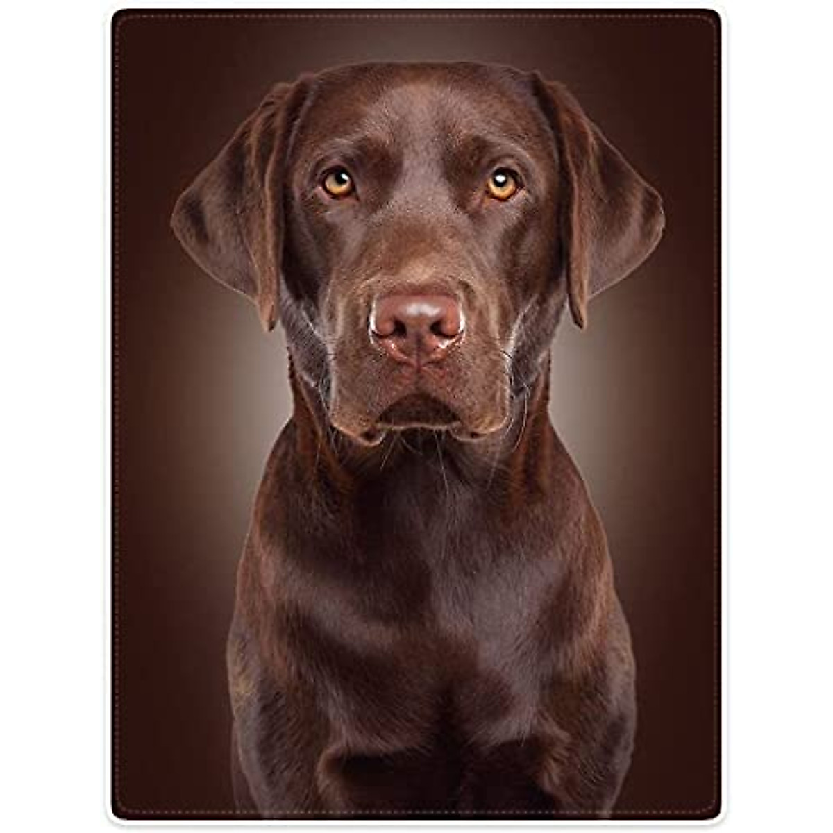 HommomH Chocolate Lab Blanket, Brown Labrador Dog Print, Soft Fluffy Fleece Throw, 50"x60"