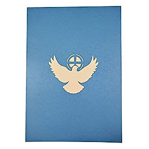 iGifts And Cards Inspirational White Dove with Olive Branch 3D Pop Up Greeting Card - Religious Sympathy Card, Condolences Card, Congratulations Ordination Gift, Beautiful Priest Appreciation Present