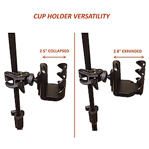 Crescendo CR-25 Drink Bottle Holder - Cup Caddy - Water, Other Beverage - Mount Clamp Accessory for Mic Stand, Handle Bar, Pole, Music or Microphone Boom Stand