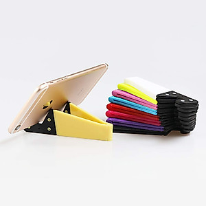 homEdge Cell Phone Stand, Set of 9 PCS Universal Foldable Pocket Size Plastic V Shaped Mobile Phone Desk Mount Holder, Foldable Vertical and Land Scale Mold Stand for Tablet and Smartphones – 9 Color