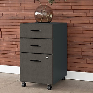 Bush Business Furniture Series A 3 Drawer Mobile File Cabinet, Slate
