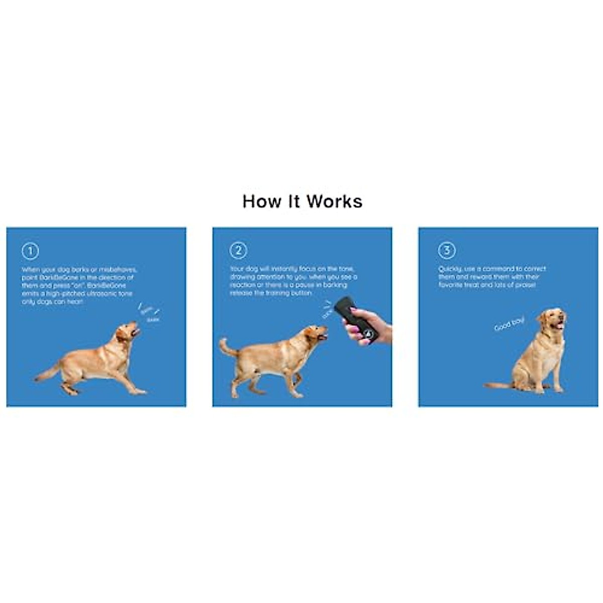 Bark Begone Dog Trainer| Anti Barking Dog Device| The Original Ultrasonic Emitter for Aggressive or Wild Dogs| No Collar Required| Lightweight, Durable| 70 ft Range| Correct Poor Behavior