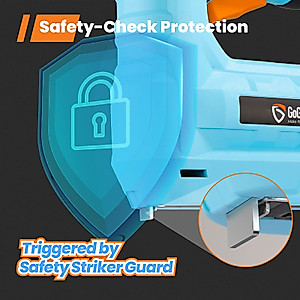 Cordless Brad Nailer, GoGonova Battery Powered 18 Gauge 2-in-1 Nail Gun/Staple Gun, Accepts 5/8'' Nails/Staples for Upholstery and Woodworking, Including 2AH Battery, Charger, 1000 Nails and Staples