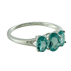 Carillon Stunning Blue Apatite Oval Shape 4X6MM Natural Earth Mined Gemstone 925 Sterling Silver Ring Wedding Jewelry for Women & Men