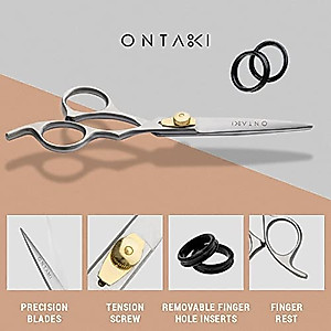 Ontaki Hair Cutting Scissors 6.5" - Japanese Steel Shears for Beard & Mustache - Hand-Forged Tool for Barbers, Men & Women - Sharp Hair Shears