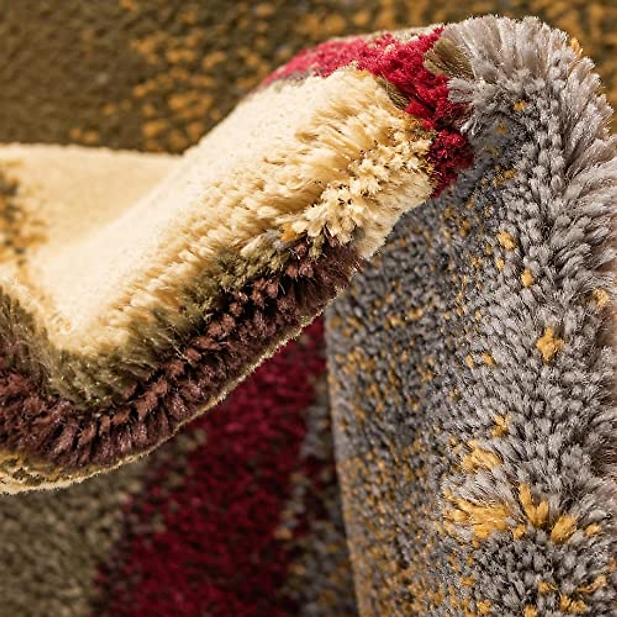 Unique Loom Barista Collection Modern, Abstract, Urban, Distressed, Rustic, Warm Colors Area Rug, 5 ft x 8 ft, Multi/Olive