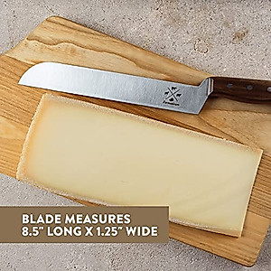 Formaticum Professional Cheese Knife- 8" x 1.25" Firm & Hard Cheese Slicer, Rust-Proof Stainless Steel Blade w/Solid Walnut Handle, Great Cheese Charcuterie Accessories, Handmade in Italy
